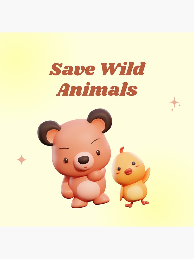 "save wild animals" Sticker by Naoobc | Redbubble