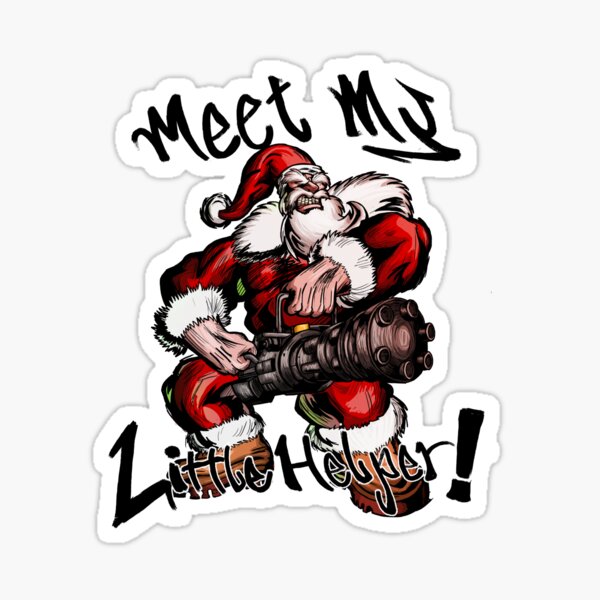 "Santa with a Mini-Gun" Sticker for Sale by RGpresdiffart | Redbubble