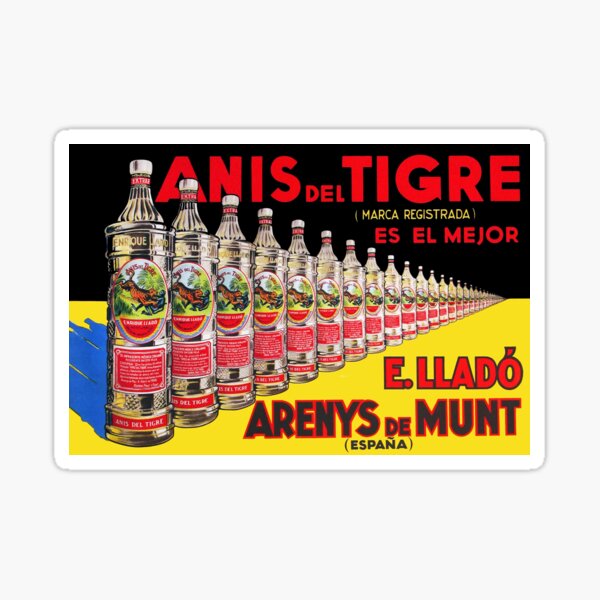 "Anis del Tigre, Spain Vintage Ad" Sticker for Sale by UnderOneSky ...