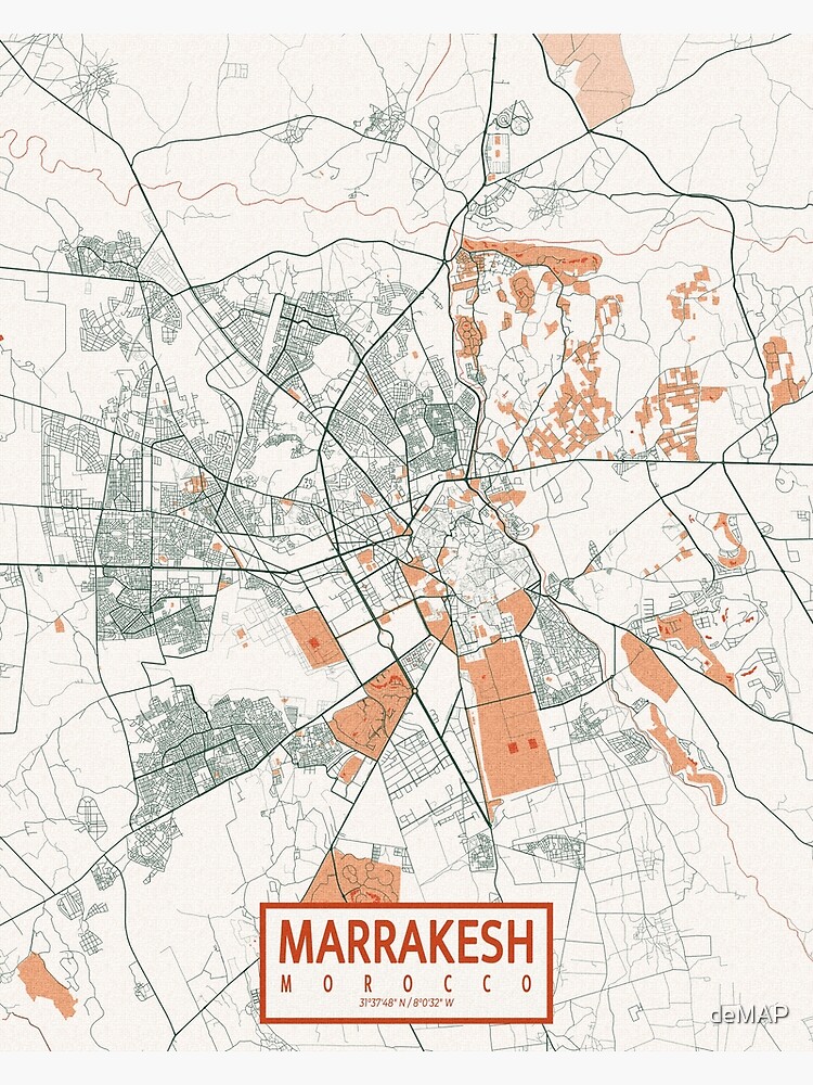"Marrakesh City Map of Morocco - Bohemian" Poster for Sale by deMAP ...