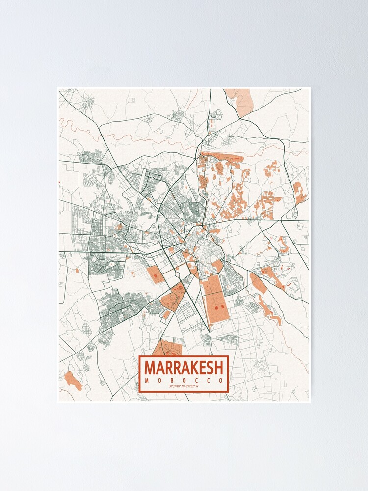 "Marrakesh City Map of Morocco - Bohemian" Poster for Sale by deMAP ...