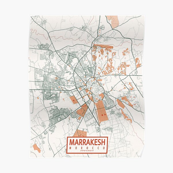 "Marrakesh City Map of Morocco - Bohemian" Poster for Sale by deMAP ...
