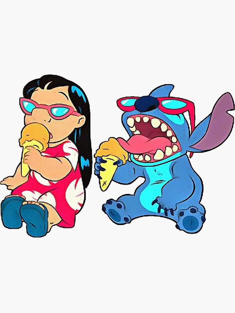 Pegatina «lilo y stitch comiendo helado» de Reditprints | Redbubble