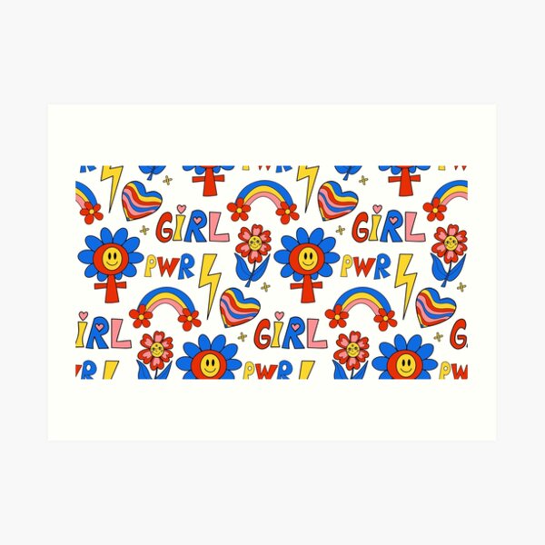 Girl Power Seamless Pattern With Fashion Patch Badges Feminism