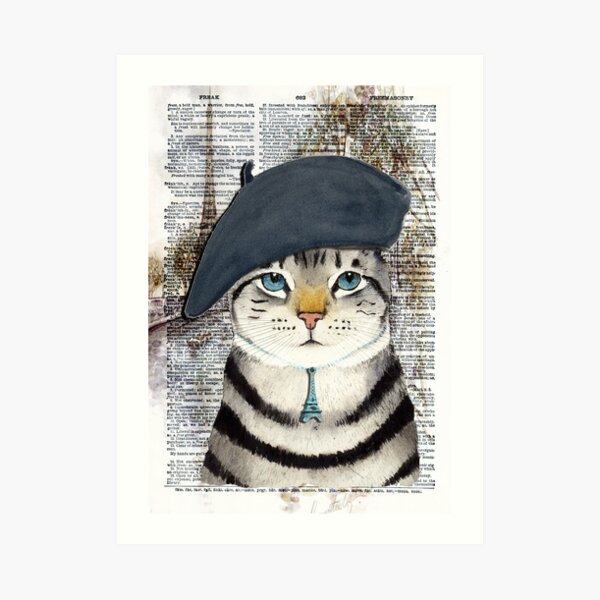 "Charming French Cat in Paris. Perfect for cat lovers." Art Print by ...