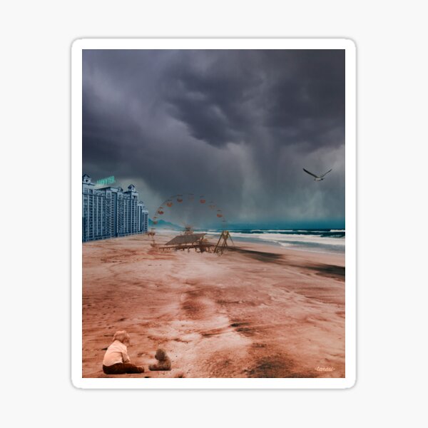 "Alone boy sitting on the beach" Sticker by tanasi | Redbubble