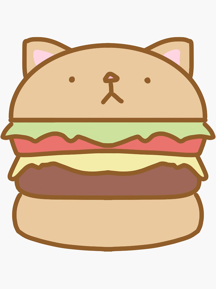 "Cat burger sticker" Sticker for Sale by Aquilalul | Redbubble