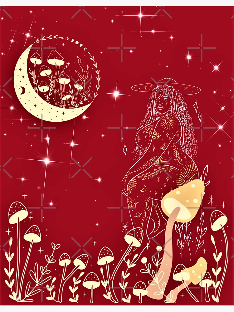 Divine Feminine In The Mushroom Garden Sticker For Sale By