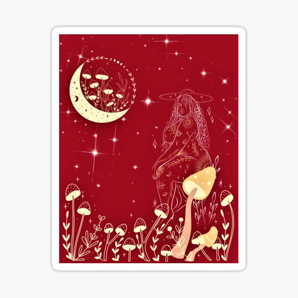 Divine Feminine In The Mushroom Garden Sticker For Sale By