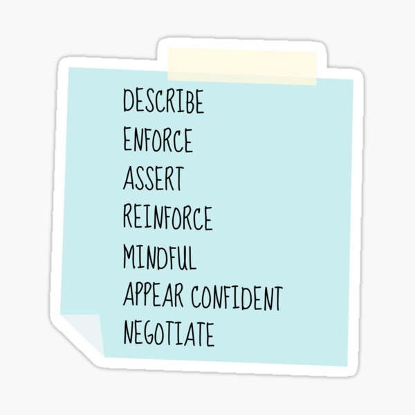 "DEARMAN DBT Skills" Sticker for Sale by sonnetandsloth | Redbubble