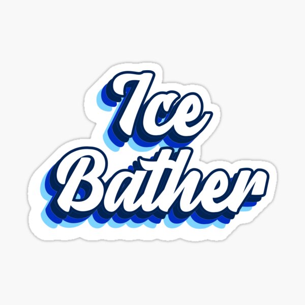 "Ice Bather - Blue - Groovy Text - Wild Swimming Tees" Sticker by ...