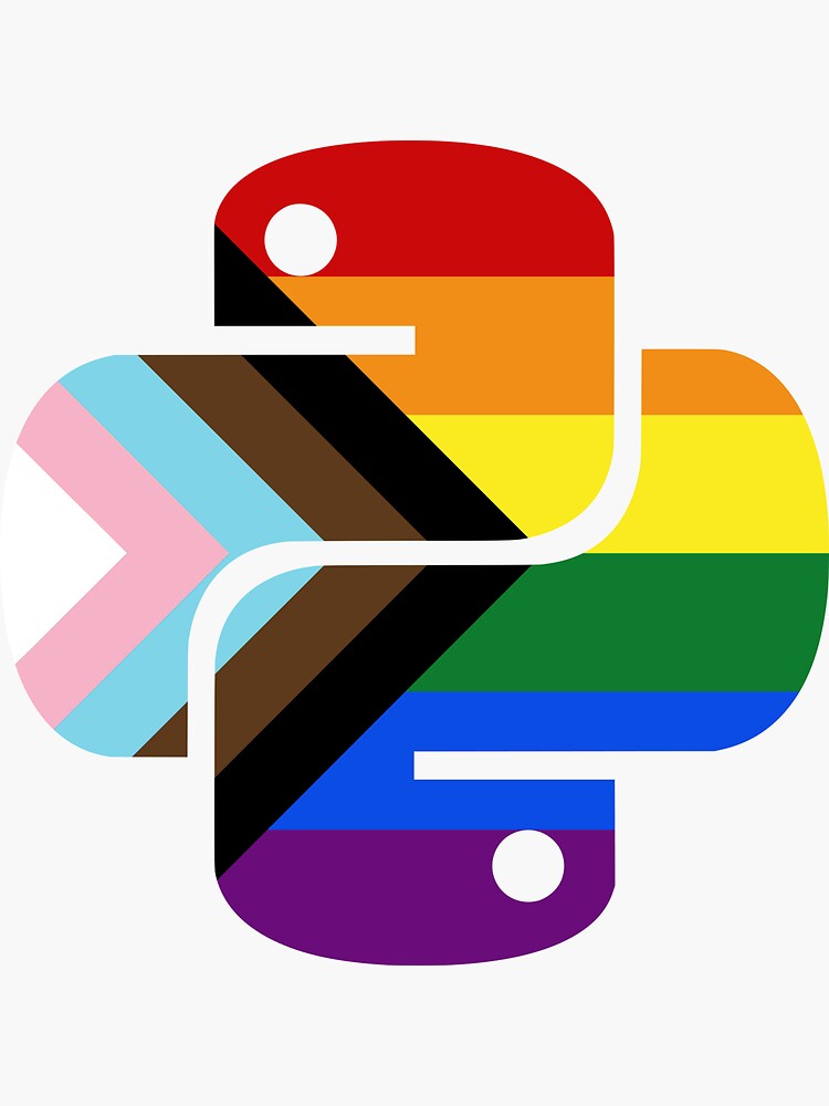 "Python logo w/ diverse pride flag" Sticker for Sale by queerbit ...