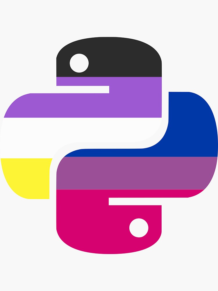 Pegatina «Logotipo de Python con código no binario & bandera bisexual ...