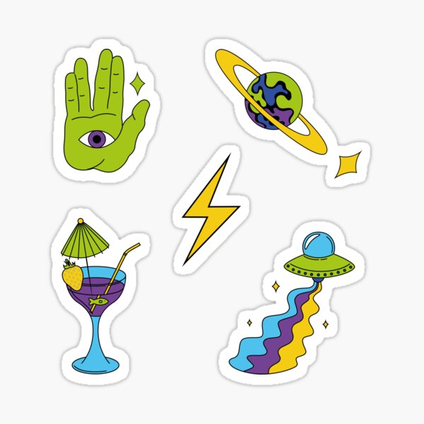 "Green Trippy Psychedelic Alien Sticker pack" Sticker for Sale by Houd ...