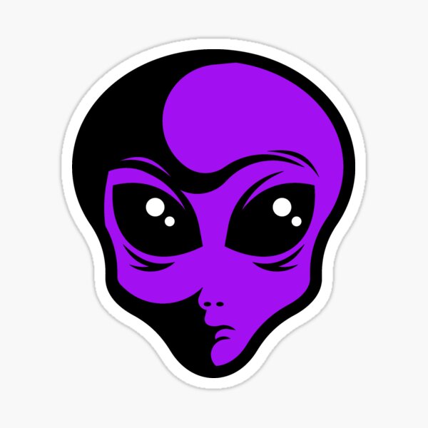 "Purple Alien Head" Sticker for Sale by BuzzySpaceBee | Redbubble