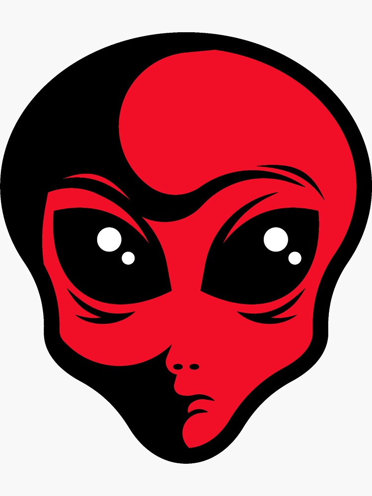 "Red Alien Head" Sticker for Sale by BuzzySpaceBee | Redbubble