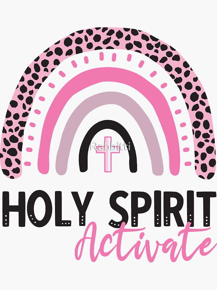 "Holy Spirit Activate Funny Christian Meme Pink Leopard Rainbow Cross ...