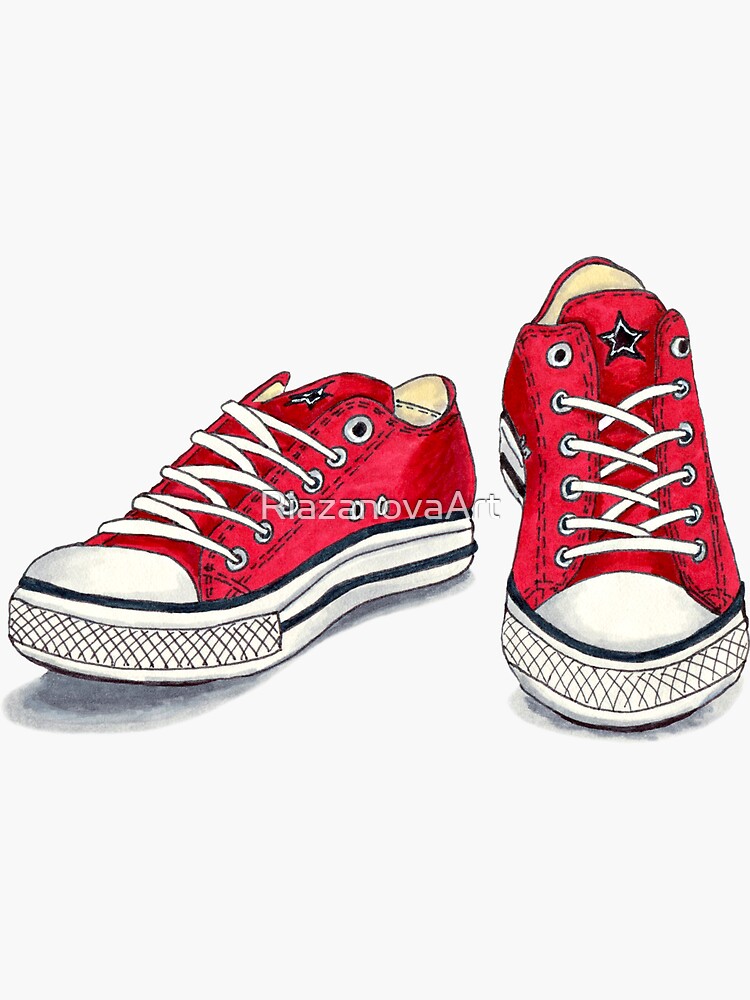 "Red Converse" Sticker for Sale by RiazanovaArt | Redbubble