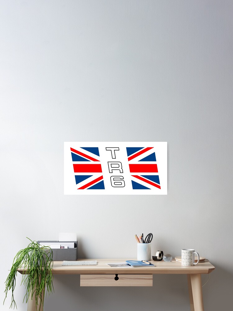 "Triumph TR6 Rear Wing Decal with Union Jack - Left Lean" Poster for ...