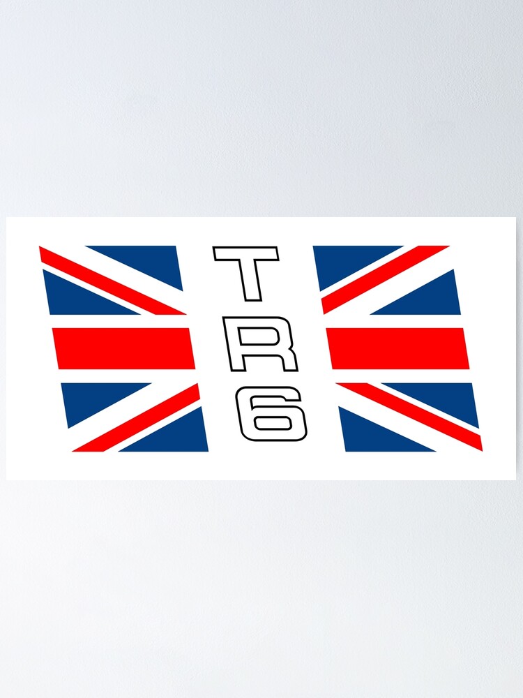 "Triumph TR6 Rear Wing Decal with Union Jack - Left Lean" Poster for ...