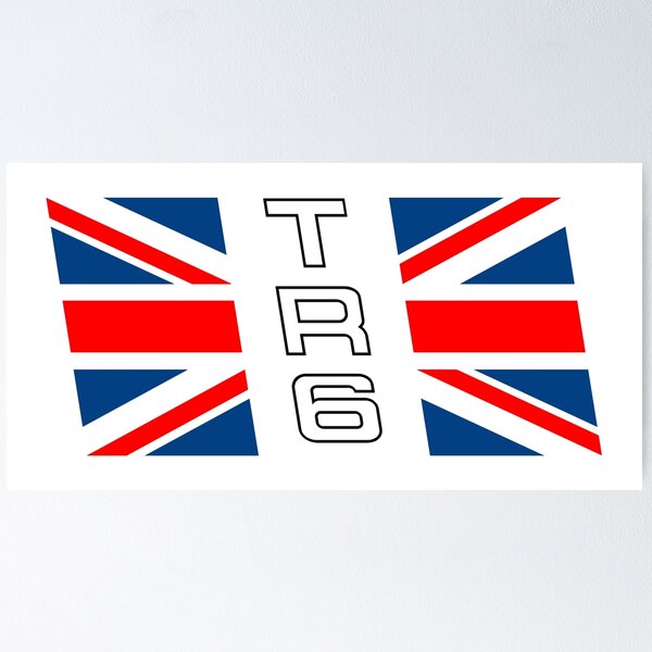 "Triumph TR6 Rear Wing Decal with Union Jack - Left Lean" Poster for ...