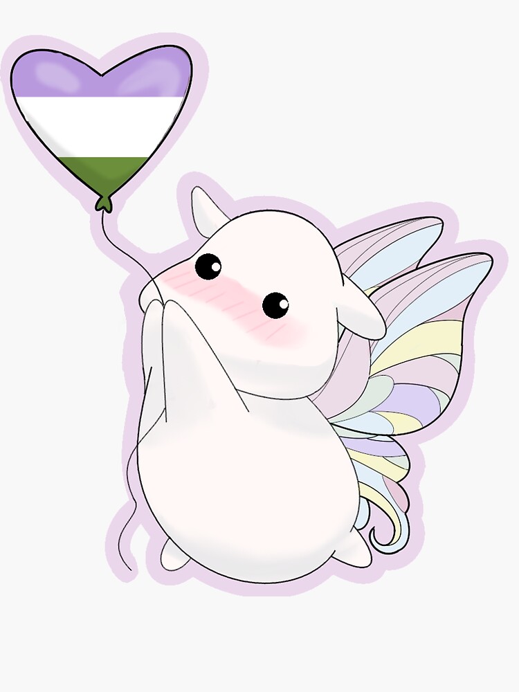 "Blobby Dog with a GenderQueer Pride Balloon" Sticker by ErimArts ...