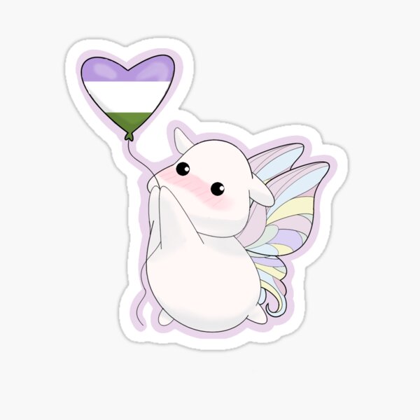 "Blobby Dog with a GenderQueer Pride Balloon" Sticker by ErimArts ...