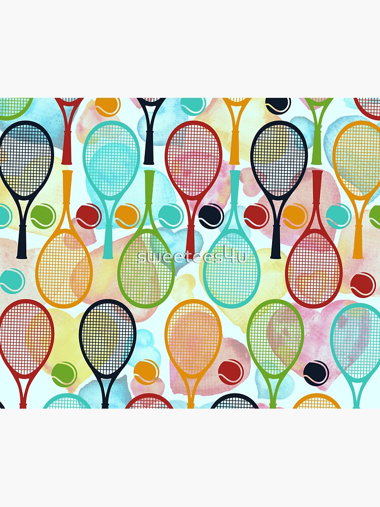 "I love tennis, designs with tennis racquet, balls and hearts" Sticker ...