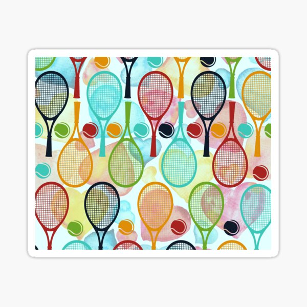 "I love tennis, designs with tennis racquet, balls and hearts" Sticker ...