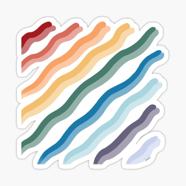 "Dual Rainbow Squiggle Lines" Sticker for Sale by EmmaLula | Redbubble