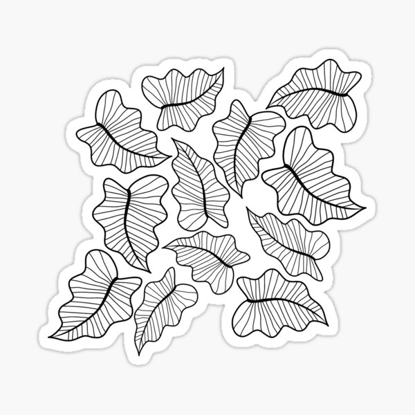 "Tropical Black And White Big Leaf" Sticker by Elfinova | Redbubble