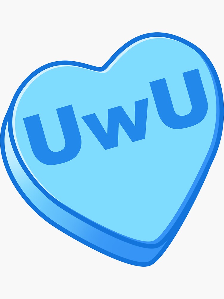 "Blue UwU Valentine Candy Heart " Sticker by kissnhugs | Redbubble