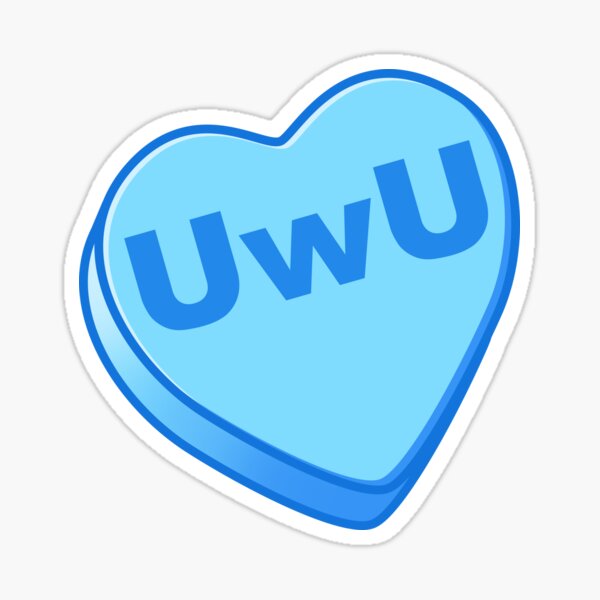 "Blue UwU Valentine Candy Heart " Sticker by kissnhugs | Redbubble