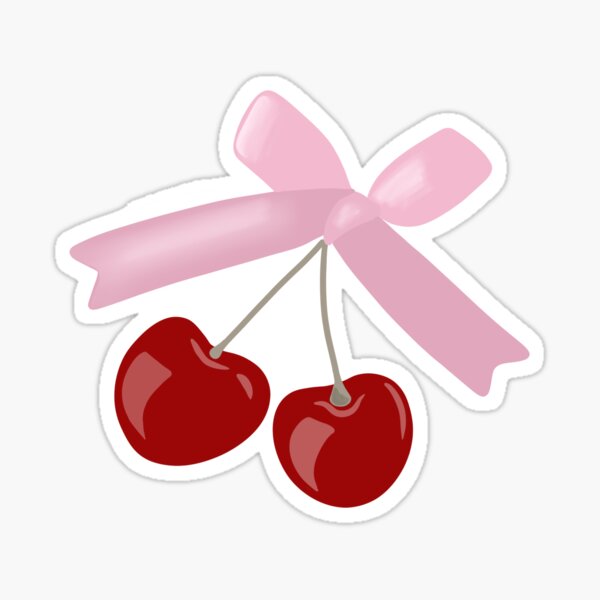 "cherry bow" Sticker for Sale by daniwillows | Redbubble