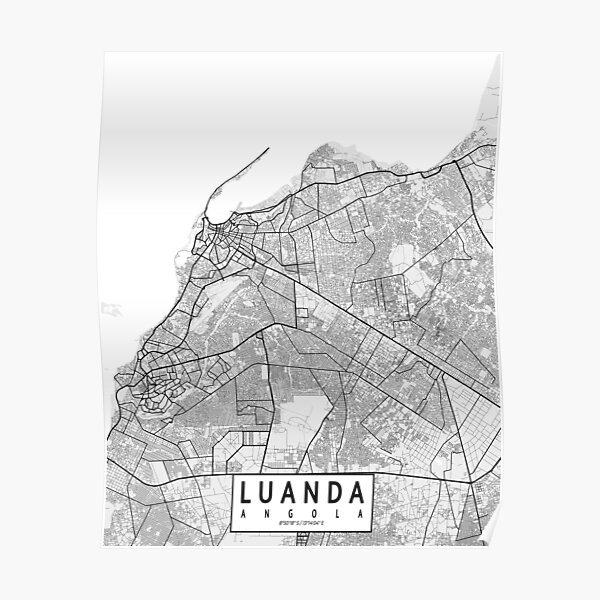 "Luanda City Map of Angola - Light" Poster by deMAP | Redbubble