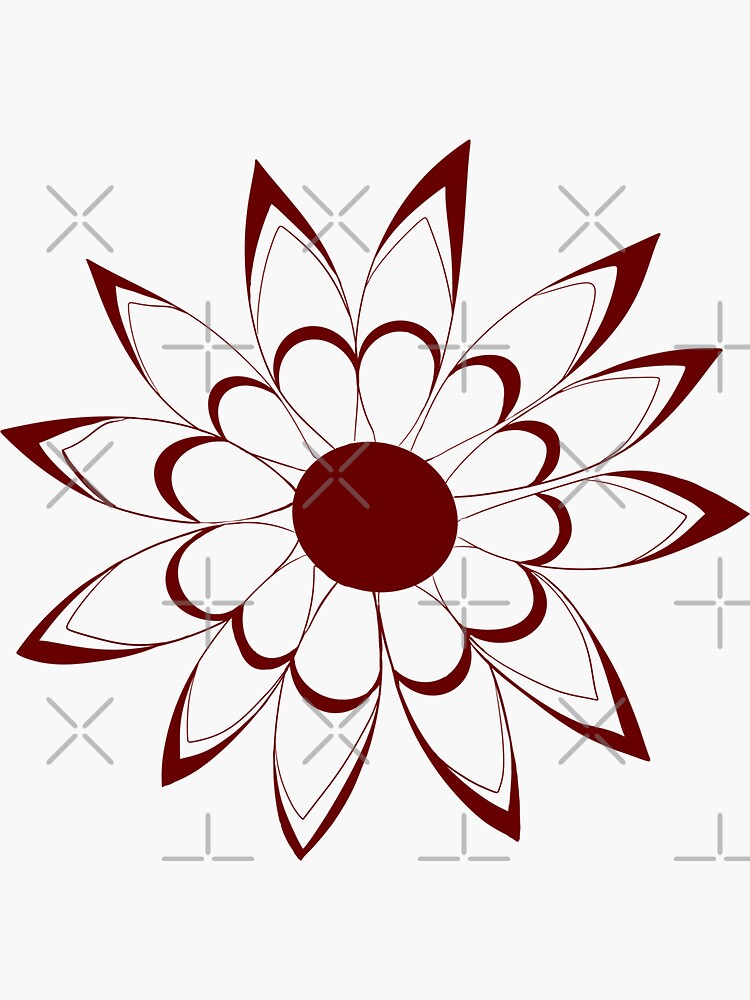 "Simple red flower line art" Sticker by Inktown | Redbubble