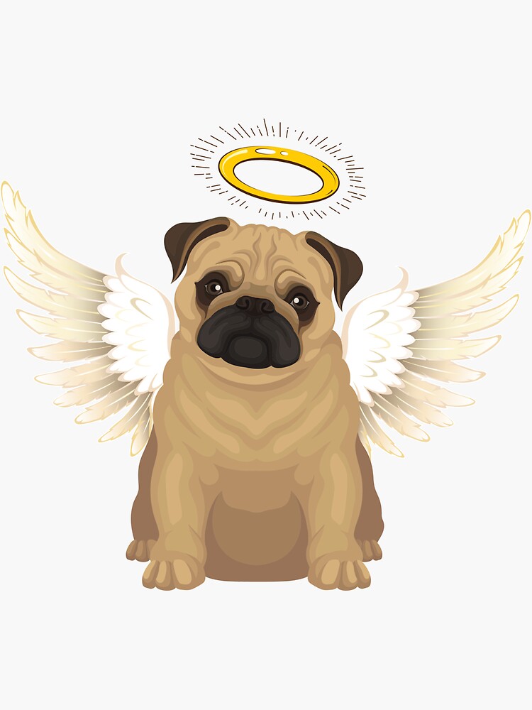"Pug Angel Dog" Sticker for Sale by Keffy | Redbubble