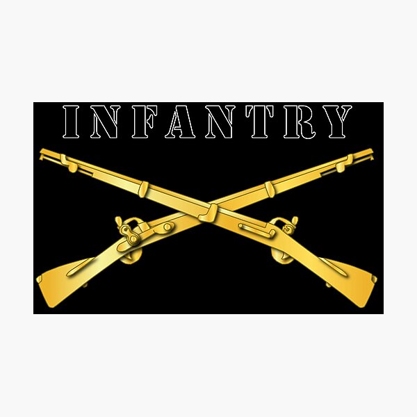 "Army - Infantry Br - Crossed Rifles w Blk Txt White Outline ...