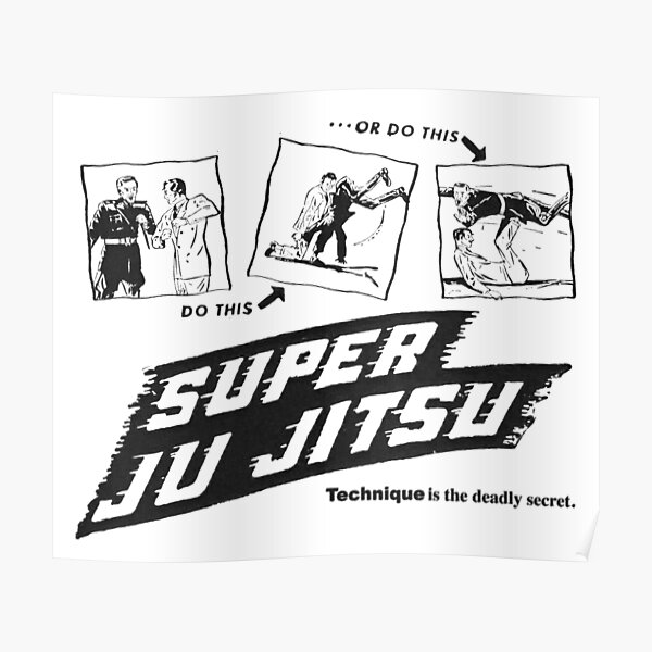"Vintage Jiu Jitsu Cartoon – Super Ju-Jitsu Technique!" Poster by neon ...