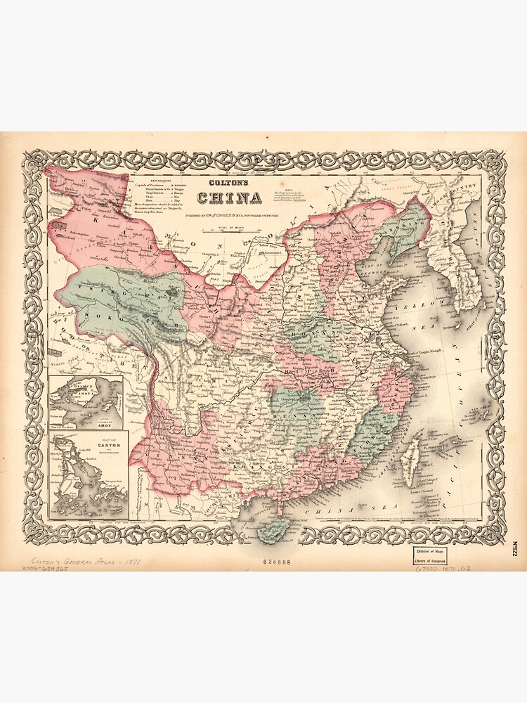 "Colton's Map of China (1871)" Sticker for Sale by allhistory | Redbubble
