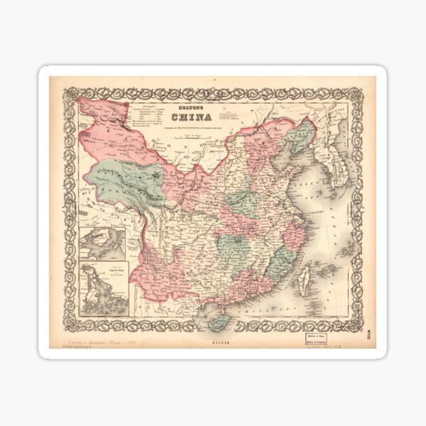 "Colton's Map of China (1871)" Sticker for Sale by allhistory | Redbubble