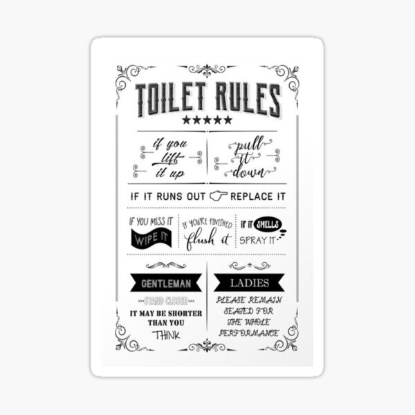 "Toilet Rules " Sticker for Sale by PhatFeet | Redbubble