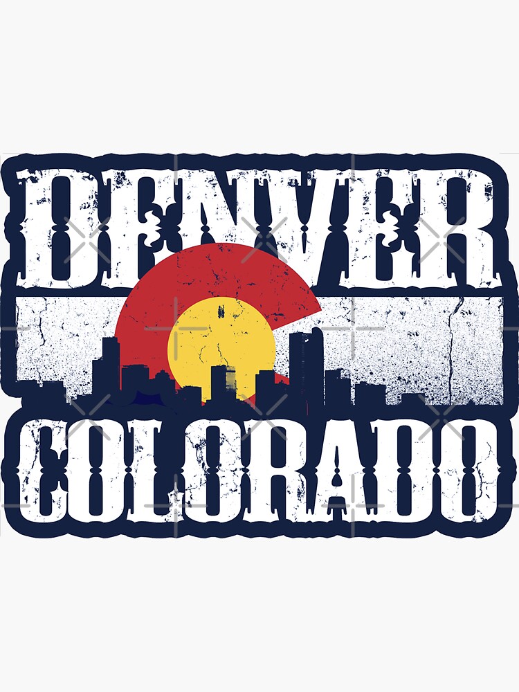 "Denver Colorado Skyline with Colorado Flag" Sticker for Sale by ...