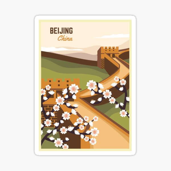 "Beijing, China - Vintage Travel Poster" Sticker by Atifslm | Redbubble