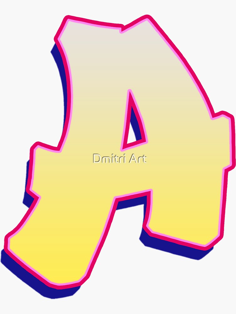 "Letter A - Yellow/Pink" Sticker for Sale by paintcave | Redbubble