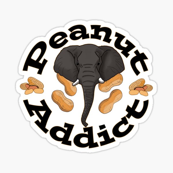 "Peanut Addict Elephant" Sticker for Sale by FlakeyBiscuit3 | Redbubble