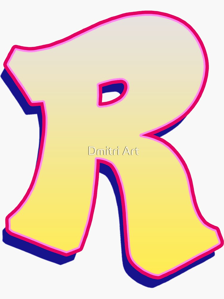 "Letter R - Yellow/Pink" Sticker for Sale by paintcave | Redbubble