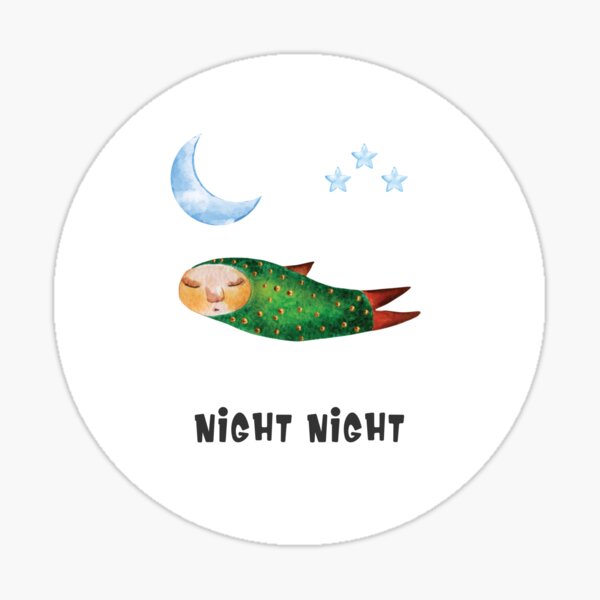 "Goodnight - sleeping fish - stars - moon - night night" Sticker for ...
