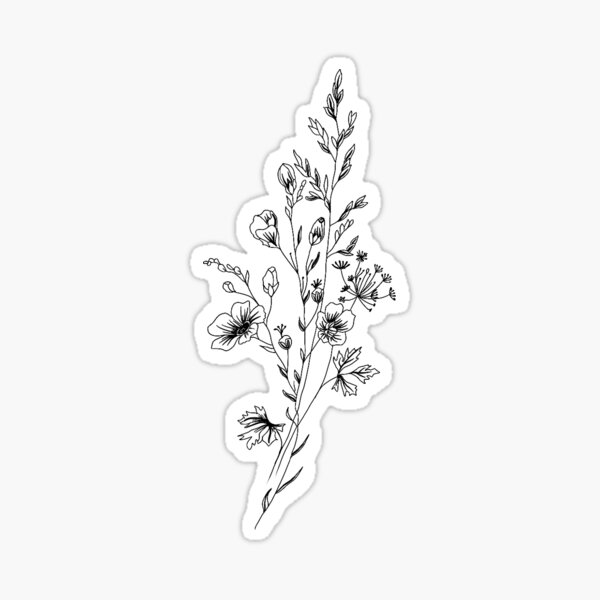 "flower drawing " Sticker by Gspara | Redbubble