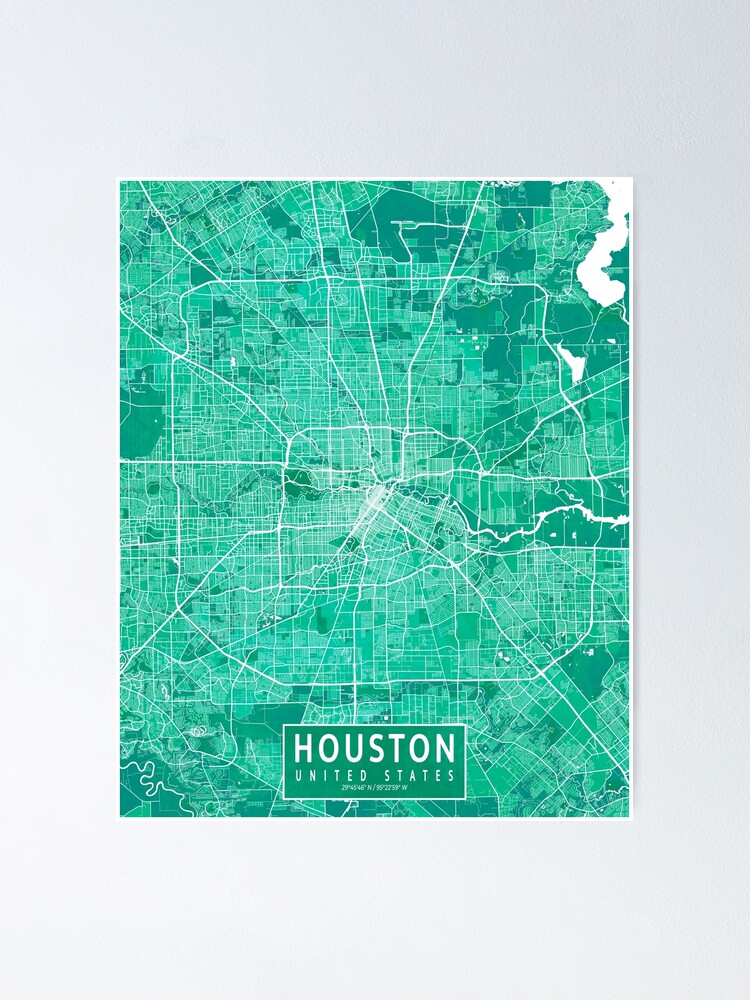 "Houston City Map of Texas, USA - Watercolor" Poster by deMAP | Redbubble